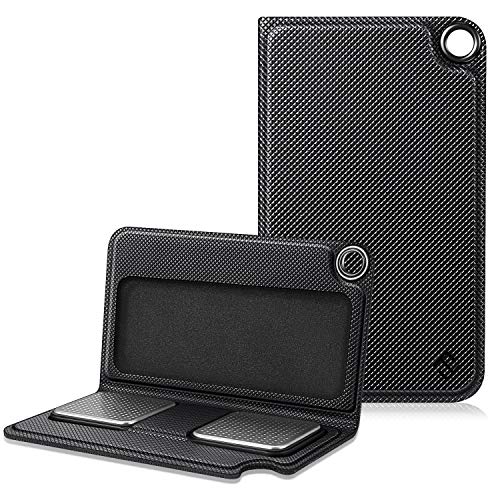 Fintie Protective Case for Alivecor Kardia Mobile, Premium PU Leather Carrying Cover with Magnetic Closure and Key Holder for KardiaMobile EKG Heart Monitor, [Not Fit KardiaMobile 6L], Black