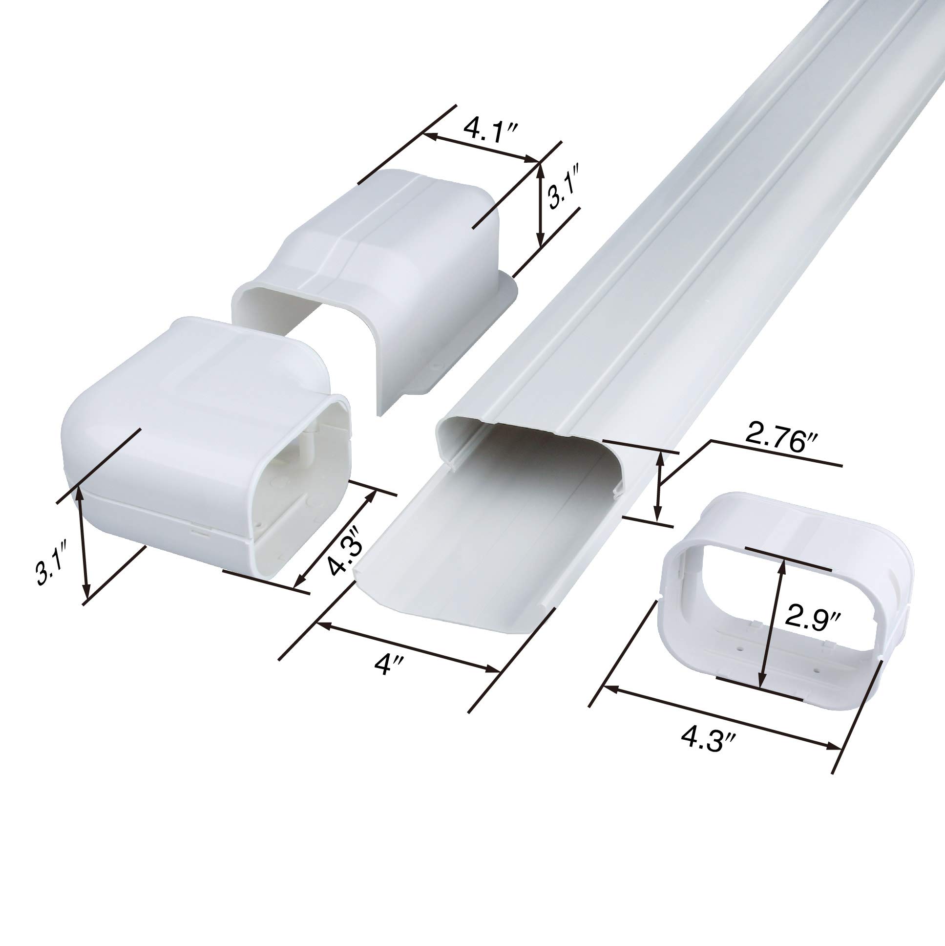 AC Parts 4" W 14Ft Decorative PVC Line Set Cover Kit for Mini Split Air Conditioners, HVAC Heat Pumps 7,000-36,000 BTU Units