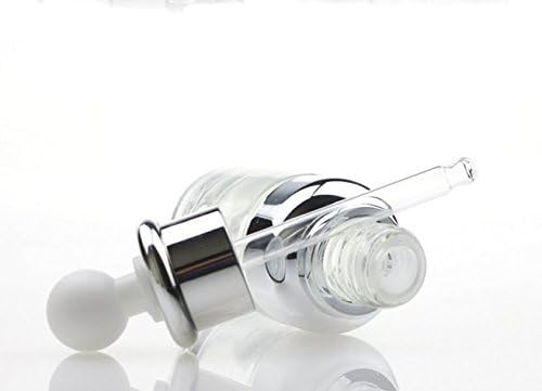 3PCS 50ml Empty Portable Refill Clea Glass Essential Oil Dropper Bottles with White Cap Silver Circle and Glass Droppers for Cosmetic Essential Oils Lab Chemicals Colognes Perfumes Other Liquids