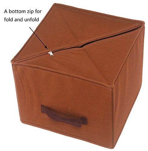 Amelitory Storage Bins Foldable Cube Organizer Fabric Drawer Set of 2 Coffee