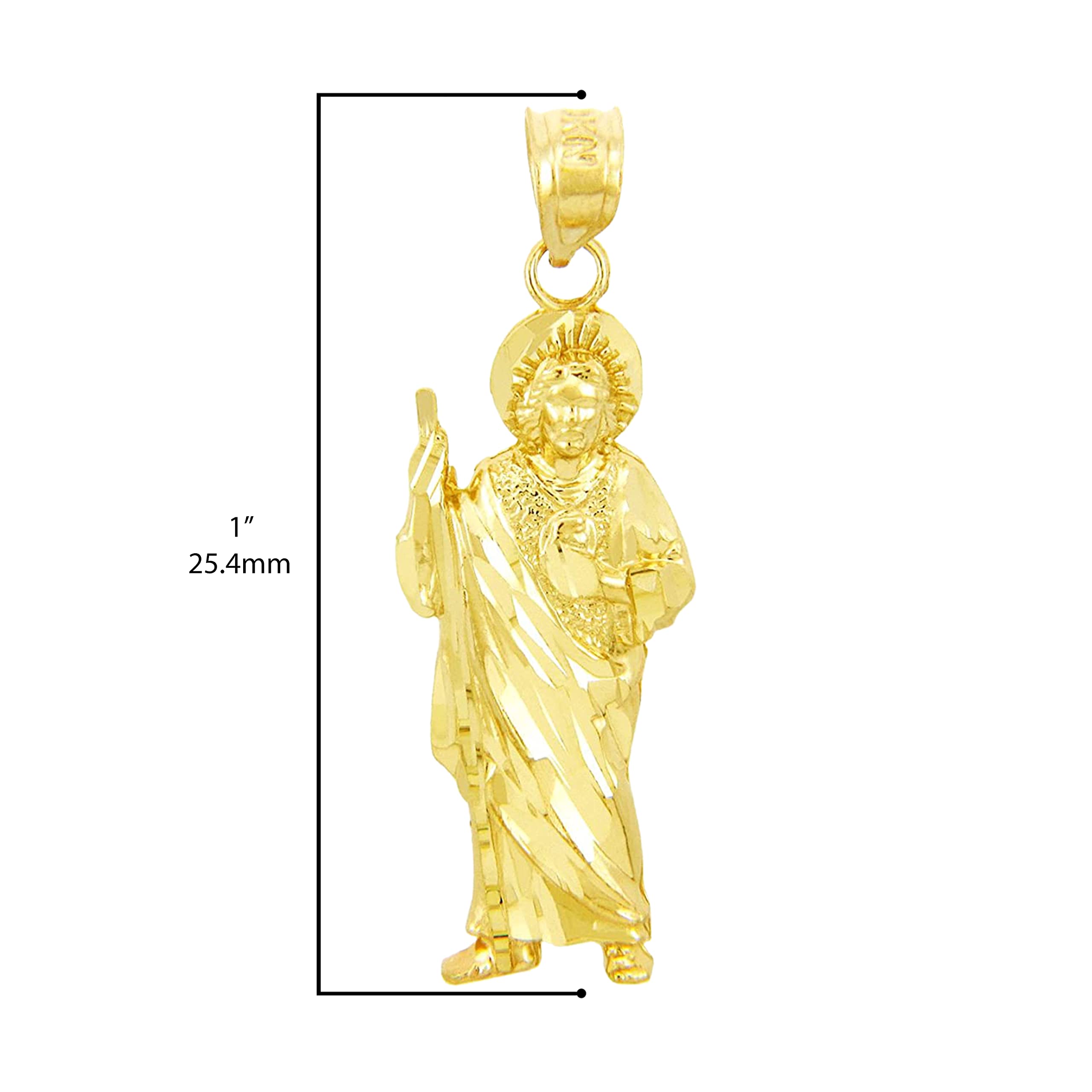 14k Yellow Gold 1" Christian Saint Jude Thaddeus Patron Saint of Lost Causes Charm Pendant