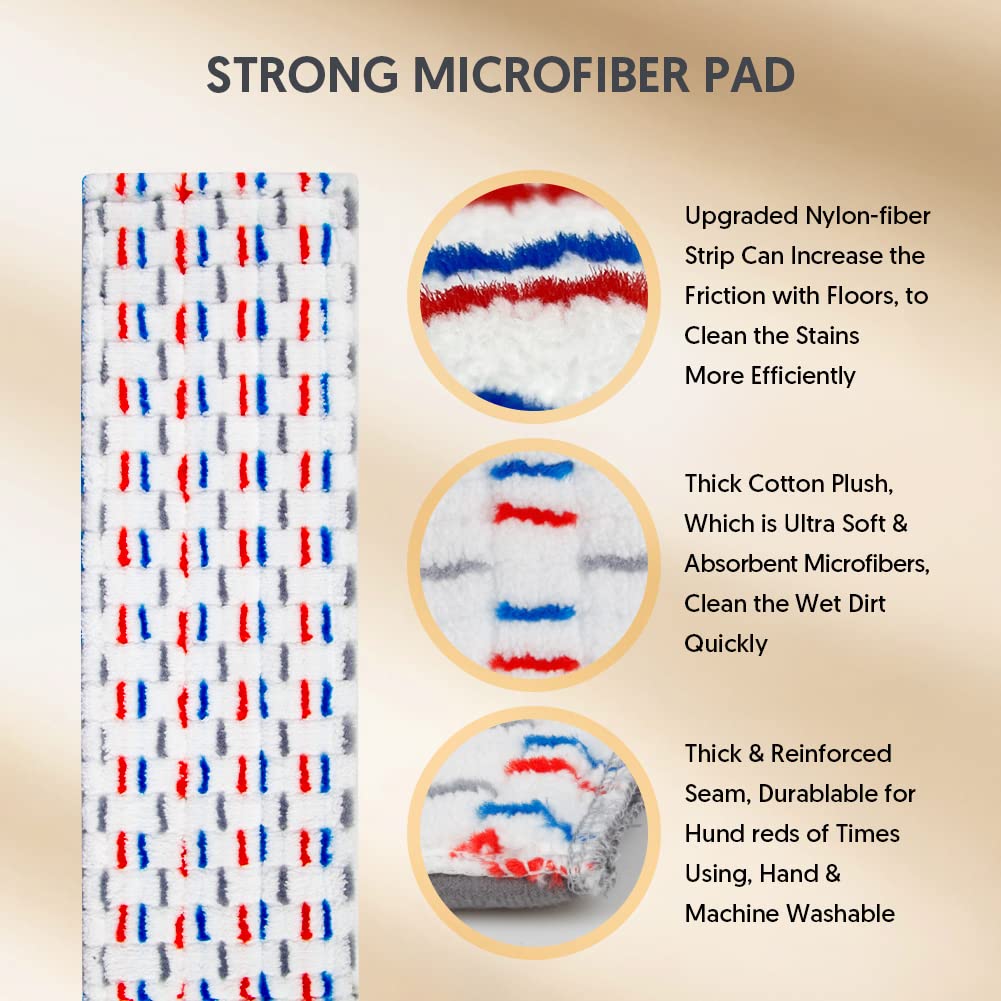 Microfiber Floor Mop for Hardwood Floor Cleaning, SEVENMAX Wet Dry Flat Mop with 3 Reusable Mop Pads and 360 Degree Rotating Floor Dust Mop Suitable for Hardwood Laminate Tile Kitchen Floor Cleaning