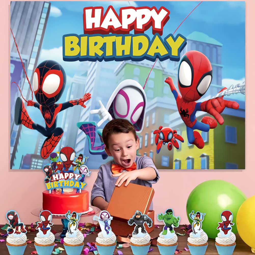 25Pcs Spider Friends Party Cake Decorations, Spider Birthday Cupcake Toppers for Spider Party Supplies