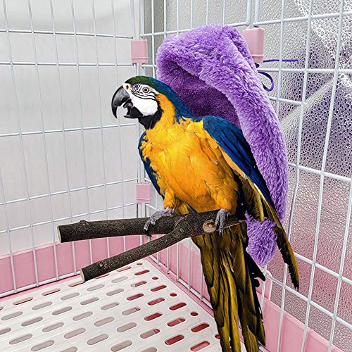Oncpcare 2pcs Parrot Standing Perch Cover, Winter Warm Small Animal Hanging Nest Hut, Plush Pet Bird Cage Accessories (Colour Random)
