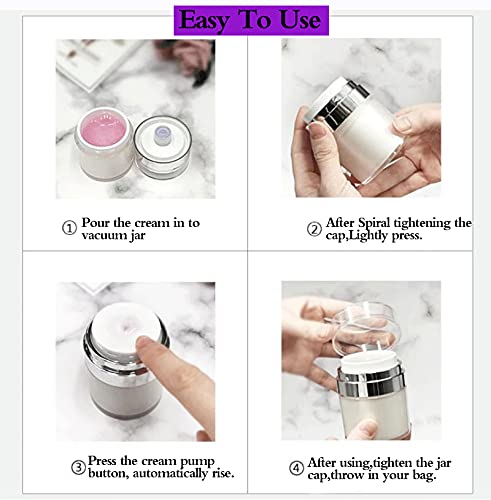 Furnido 2 Pack 1.7 oz Refillable Airless Pump Jars With Lid, Empty Acrylic Makeup Cosmetic Containers for Thick Moisturizer, Travel Lotion, Skincare, Cream,White