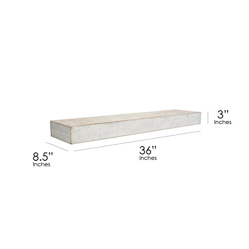 American Art Decor Floating Wall Shelf - Rustic Decor Shelves for Living Room, Bedroom, Kitchen, & Laundry Room - Farmhouse Wall Shelves (White, 3.25βx24.25 x 8.25β)