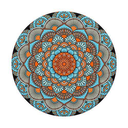 Boho Mandala Flower Pattern - Orange And Blue PopSockets Swappable PopGrip