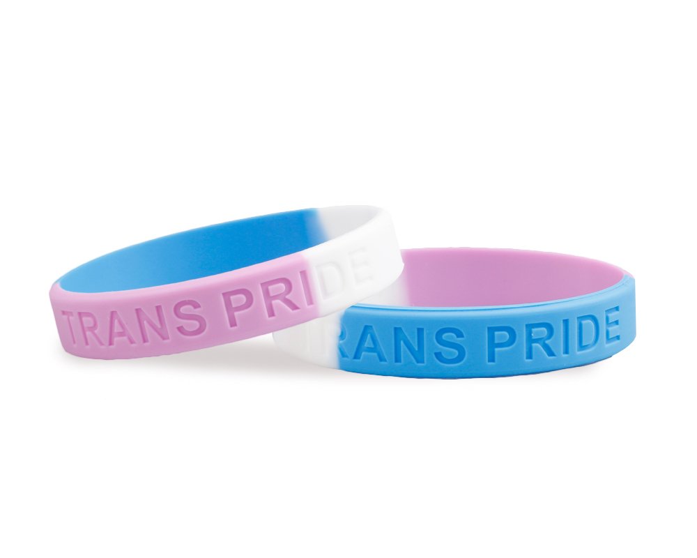 50 Pack Transgender Pride Silicone Bracelets - Transgender Pride Flag Awareness Bracelet - Perfect for Gift-Giving & Fundraisers - 50 Bracelets Multicolor
