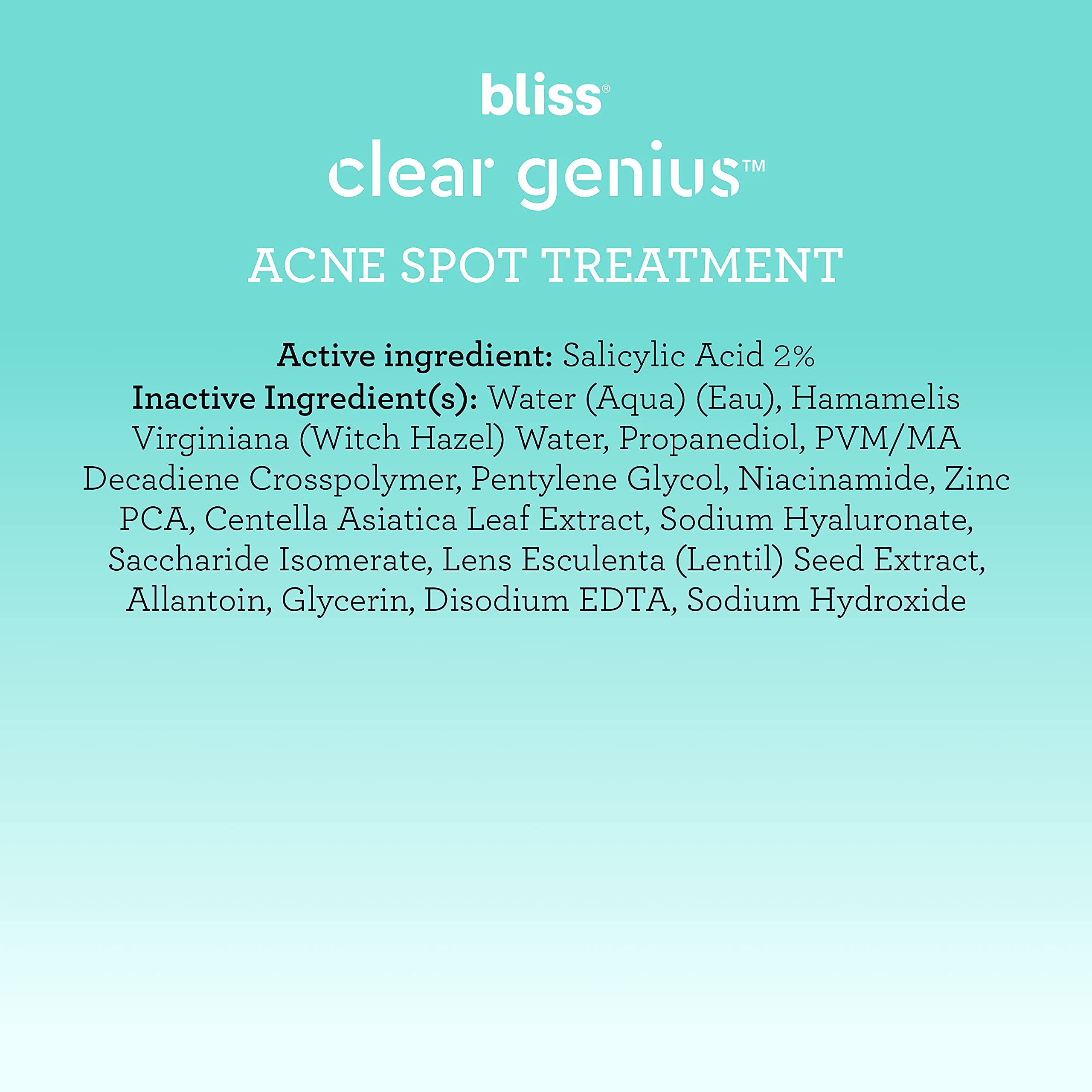 Bliss Clear Genius Acne Spot Treatment – Maximum Strength 2% Salicylic Acid Shrinks Blemishes – Clean, Vegan, Cruelty-Free, 0.5 Fl Oz