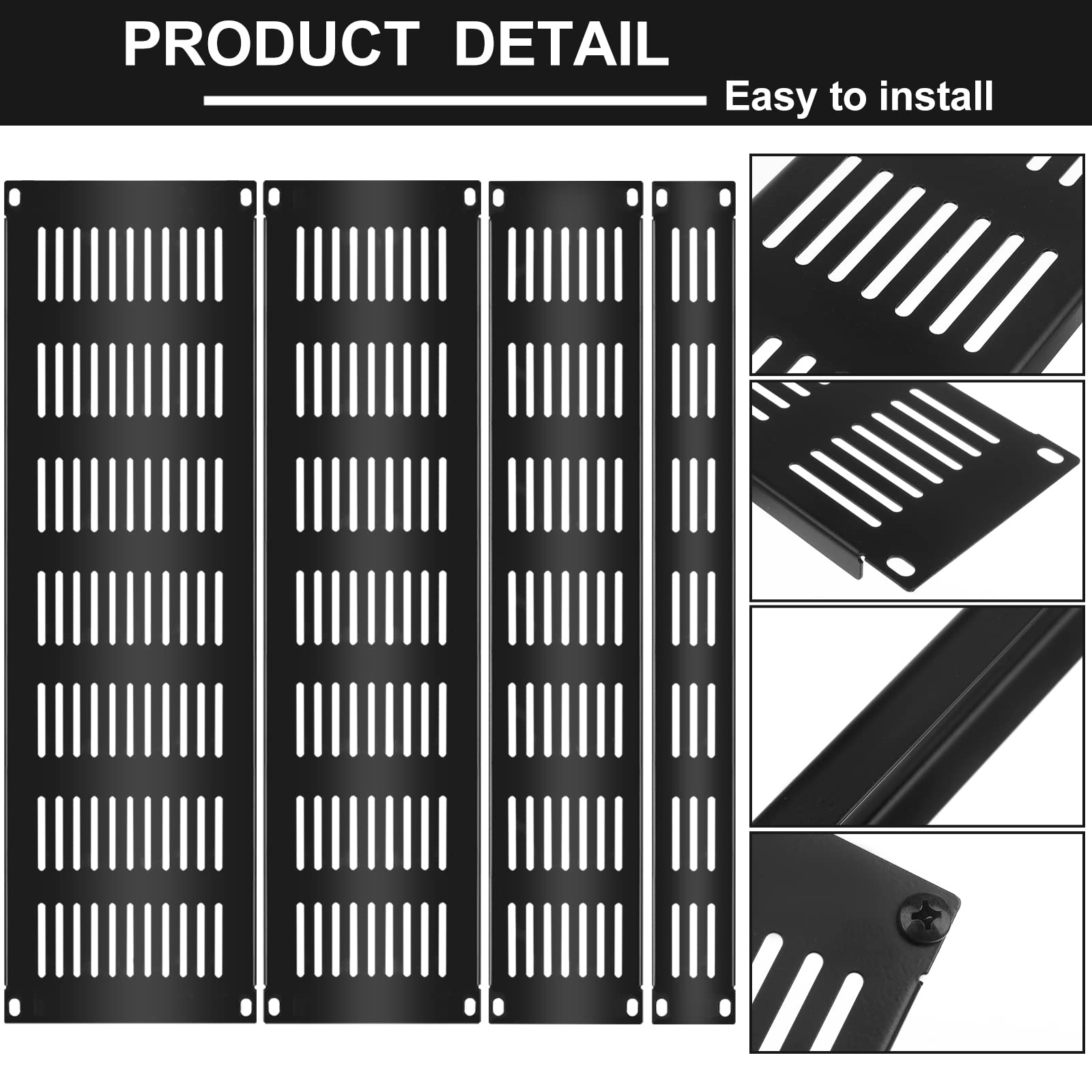 1U/2U/3U/4U Vented Blank Panel, Metal Rack Mount Filler Panel, Blank Panel Rack Mount Filler Panel for Server Rack Enclosure or Network Cabinet, with 16 Pairs Screw