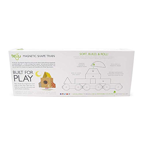 9 Piece Tegu Magnetic Shape Train Building Block Set, Rainbow
