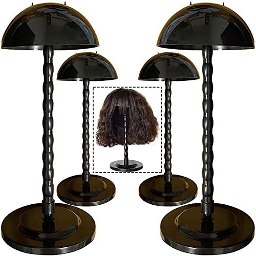 FDBJulyy 4 PCS Wig Stand Wig head Stand Wig head,4 PCS Wig Stand for 14.2 Inch wigs Portable Wig Holder Hat Display Portable Travel Wig Holder Stands for Multiple Wig Head Stand Stable (4 Pack Black)