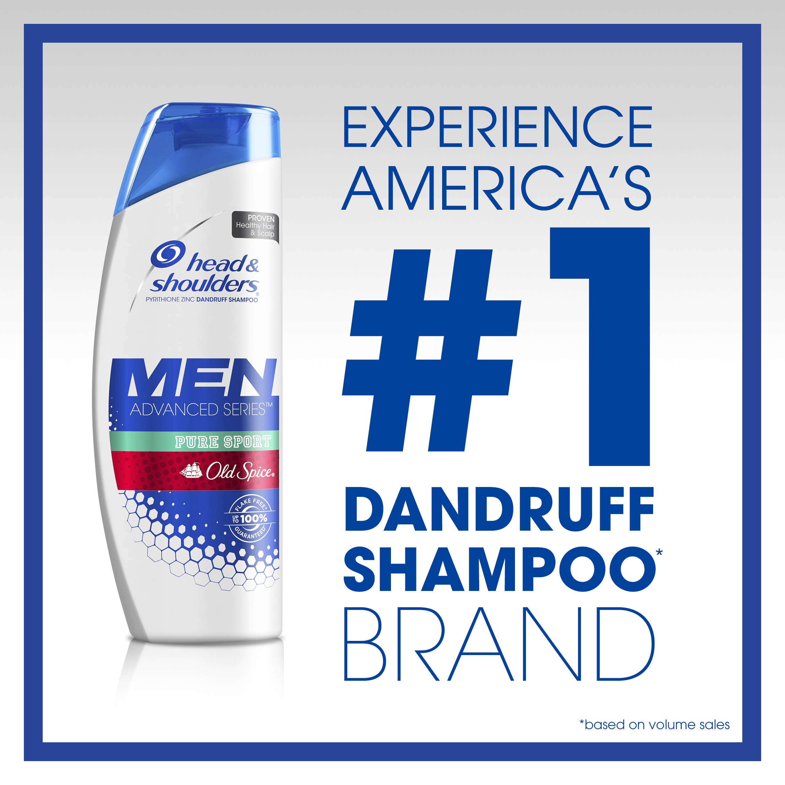 Head & Shoulders Shampoo For Men, Men Advanced Series, Old Spice Pure Sport Anti-Dandruff Shampoo, 12.8 fl oz, Pack of 6