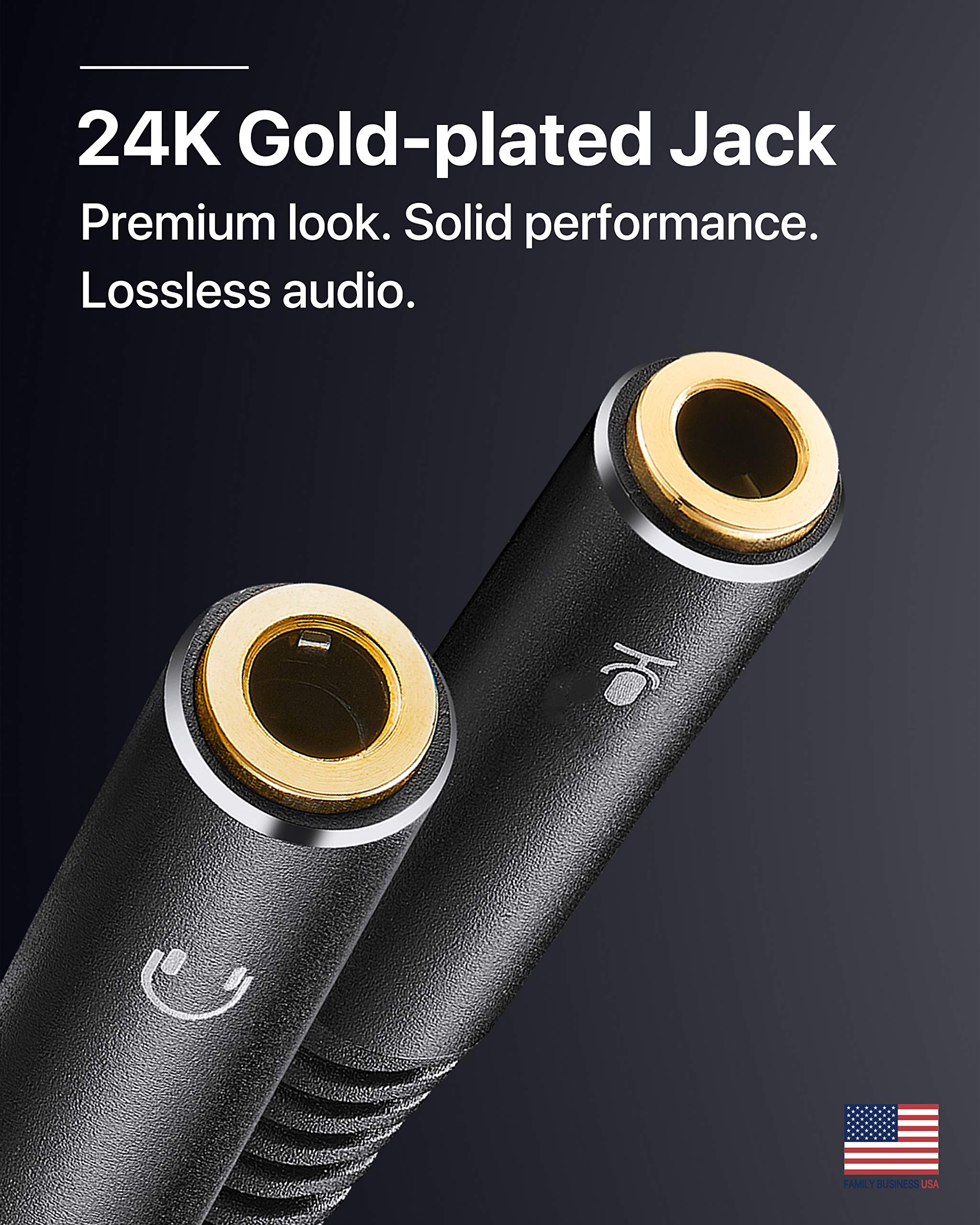 KEPULU USB Sound Card Audio Adapter, ProAudioLine [Strong-Braided 24-Bit 96KHz Chip ] USB Headset Headphone Microphone Adapter, External USB to 3.5mm TRS 3-Pin Mic/Audio Splitter Jack, Stereo Sound