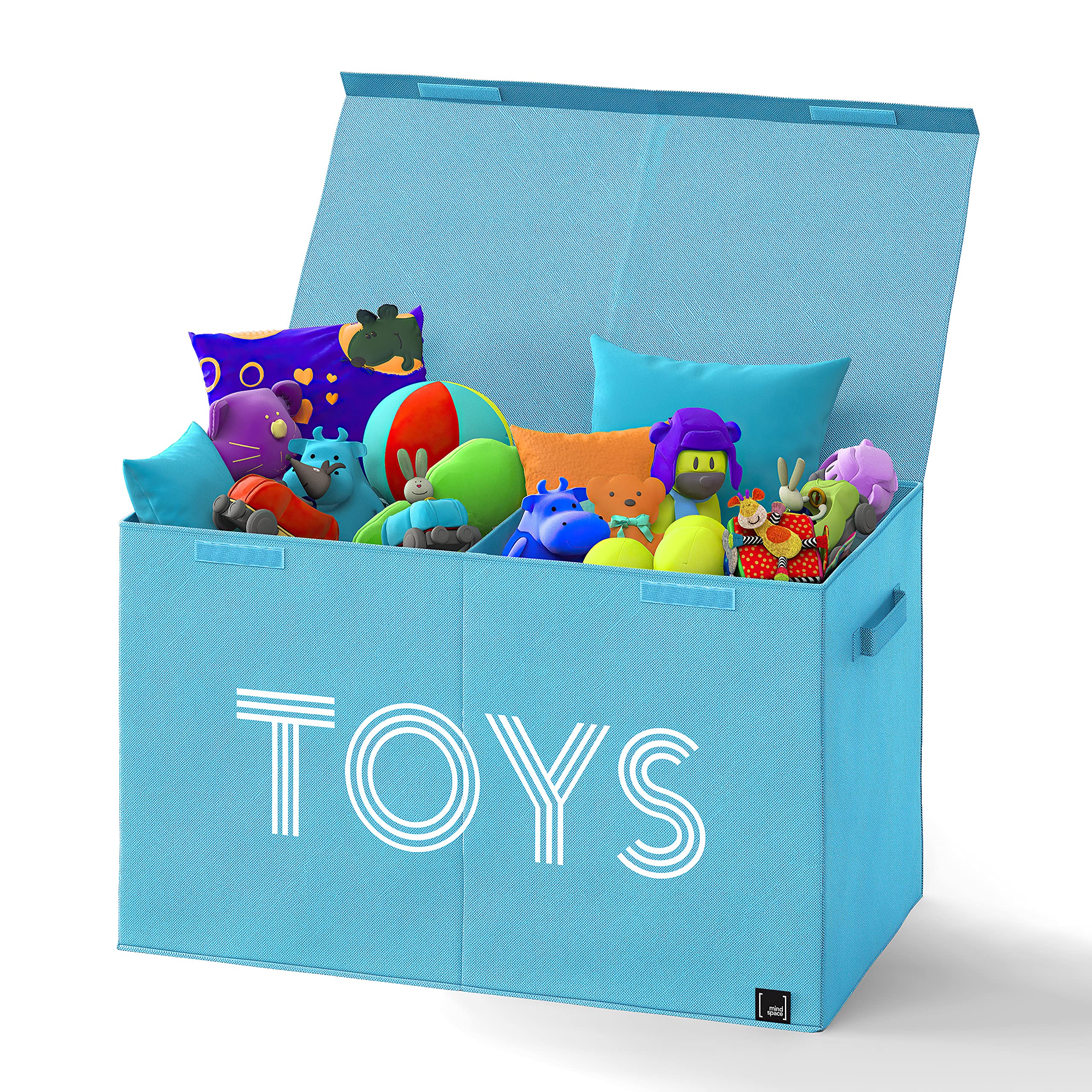 Mindspace Large Toy Chest for Boys - Toy Box for Boys, Girls, Toddler, Kids Toy Box Organizer - Toy Storage Bins for Kids Storage Containers - Kids Storage Box - Kids Playroom Storage Organizer, Blue