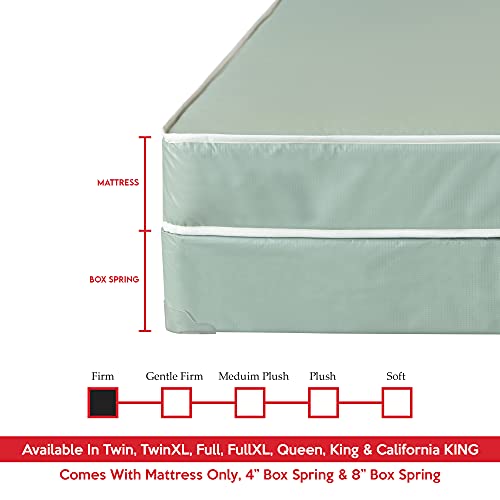 Mattress Comfort, 8-Inch Firm Double Sided Tight top Waterproof Vinyl Innerspring Mattress & 8" Wood Box Spring Set, Full XL