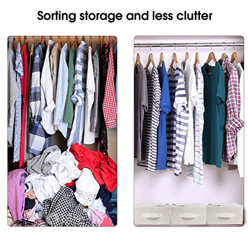 AILINA 3 Packs Large Fabric Storage Bins, Foldable Beige Storage Baskets for Shelves, Decorative Organizing Baskets with Double Handles for Bathroom Baby Cloth Nursery, 15 x 10.4 x 5.4 inch