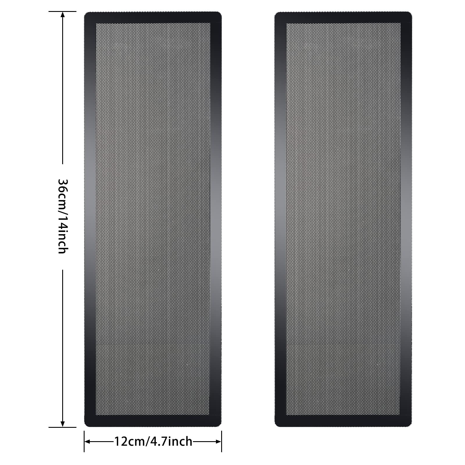 360mm x 120mm PC Case Dust Mesh Filter [2 Pack], Magnetic Frame Computer Fan Dust Mesh PC Cooler Filter Dustproof PVC Cover Grills - Black