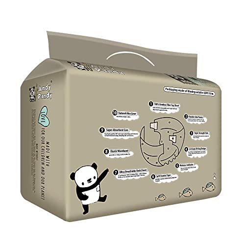 Andy Pandy Bamboo Disposable Diapers, Medium, 13-22 lbs (6-10 kg), 30 Count