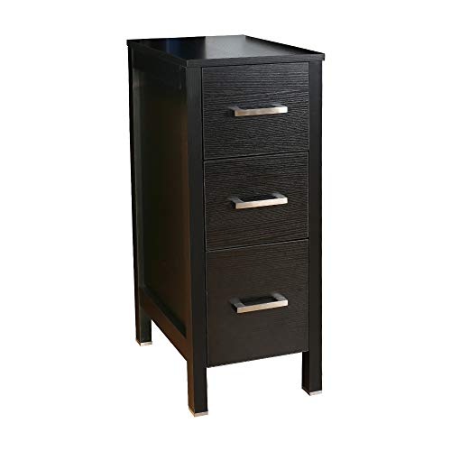 Bathroom Drawer Organizer,Free Standing Single Vanity,Nightstand,12" Lx20 Wx30 H, Made of MDF Wood,Vertical Dresser Storage Tower Vanity for Bedroom/Hallwa/Entryway,Self-Assemble,3 Drawers (Black)