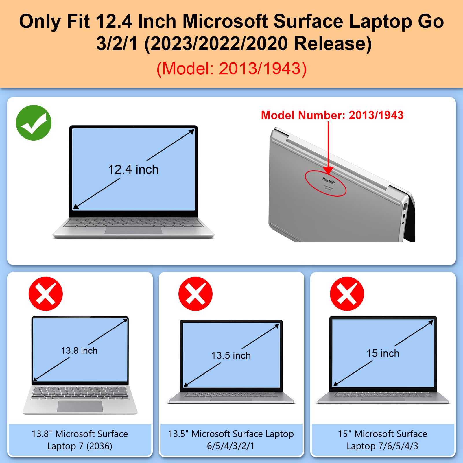 Fintie Case for 12.4 Inch Microsoft Surface Laptop Go 3/2/1 (2023/2022/2020) Model: 2013 1943 - Heavy Duty Matte Coated Protective Hard Shell Cover with Fold Kickstand, Gray