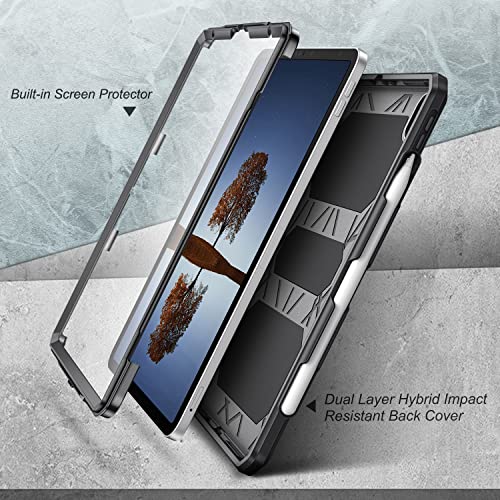 Fintie Case for iPad Pro 11 4th / 3rd Generation 2022/2021, iPad Pro 11 2nd/1st - [Tuatara Magic Ring] 360 Degree Rotating Shockproof Rugged Cover w/Screen Protector, Pencil Holder, Black