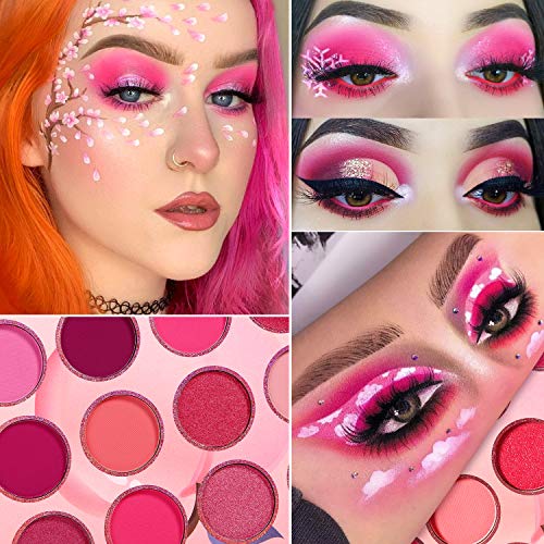 ecofavor Pink Eyeshadow Palette,Professional Matte Shimmer Metallic 12 Shades, Eyes Shadows Makeup Pallet, High Pigmented Waterproof Small and Cute Makeup Pallete