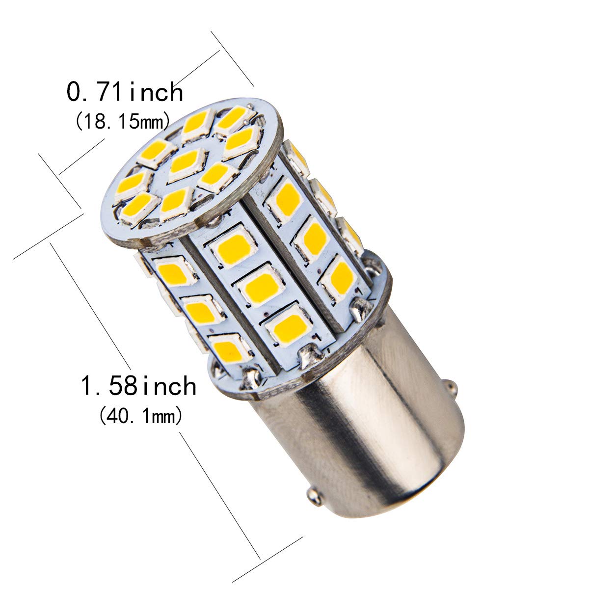 1voi Super Bright BA15S 1156 1141 1003 LED Light Bulbs for RV Interior Camper Trailer Turn Signal Backup Reverse,2700K Warm White,20-Pack