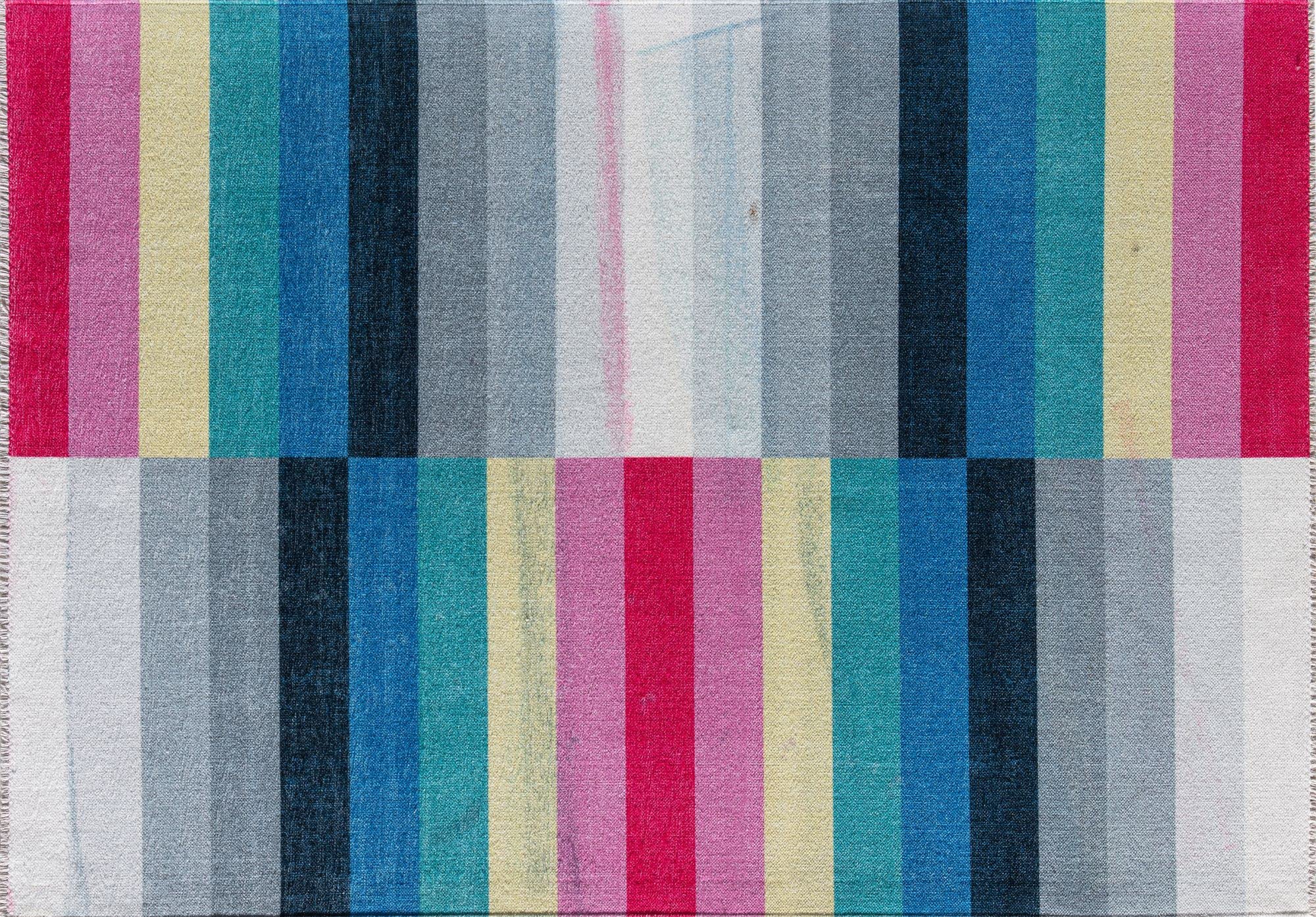 Rugs America Elizabeth Sutton Collection MI15A Flying Colors Stripe Mordern Multicolor Non-Shedding Living Room Bedroom Dining Home Office Area Rug, 5'3" x 7'0"