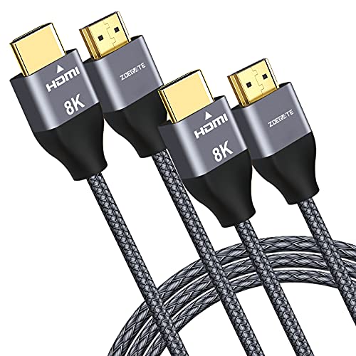 MINJANDLEE 2Pack 8K HDMI 2.1 Cable 48Gbps Certified Ultra High Speed HDMI Braided Cord 10ft, 4K120 8K60 144Hz eARC HDR HDCP 2.2 2.3 3D, Compatible with Ethernet PS5, PS4, X-Box Series X, LG QLED TV