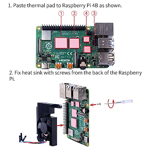 GeeekPi Aluminum Heatsink with PWM Controllable Fan for Raspberry Pi 4, Pi 4 Armor Lite Heatsink with PWM Speed Control Fan for Raspberry Pi 4 Model B