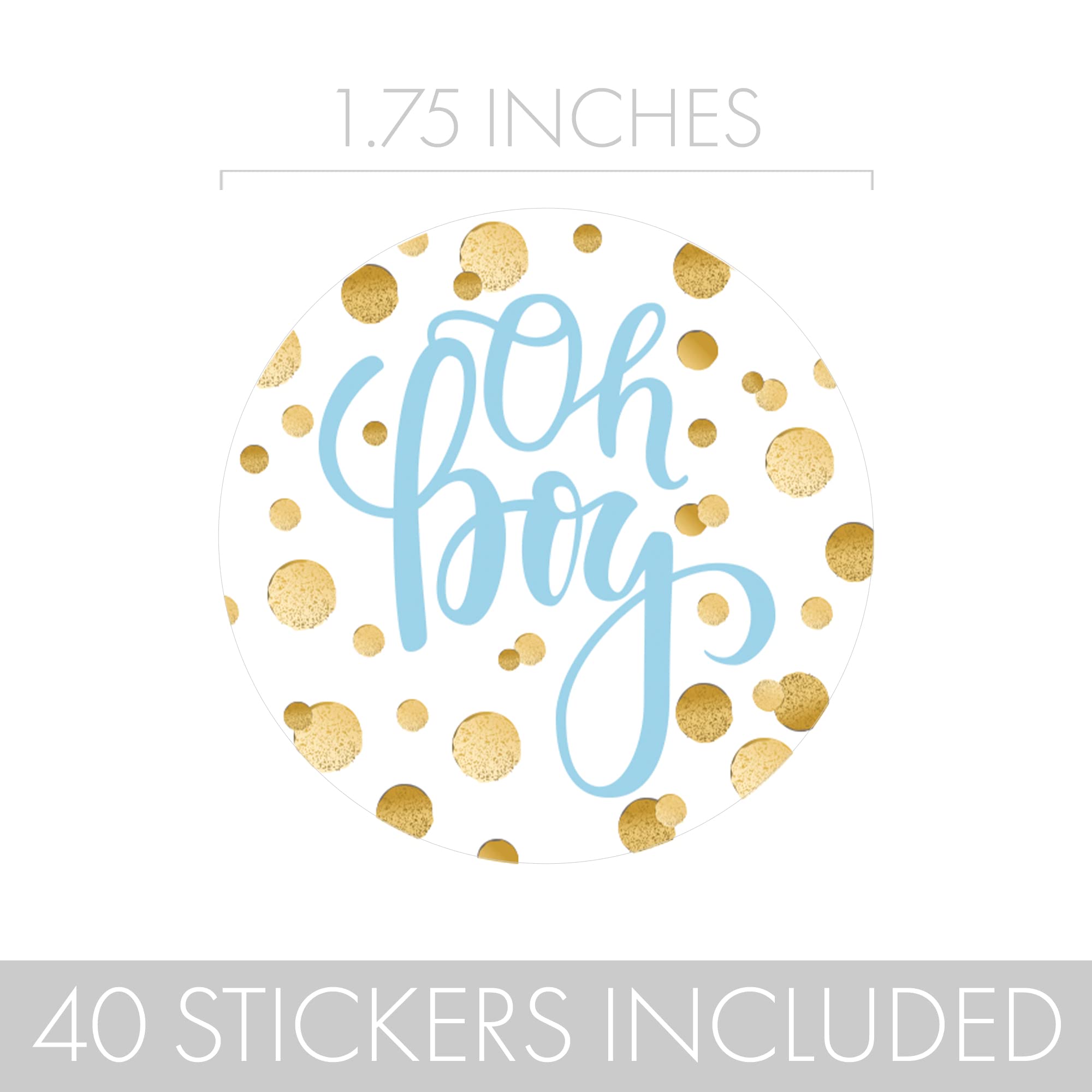 Blue and Gold It's a Boy Baby Shower Favor Stickers, 1.75 in. Thank You Stickers & Envelope Seals - 40 Labels