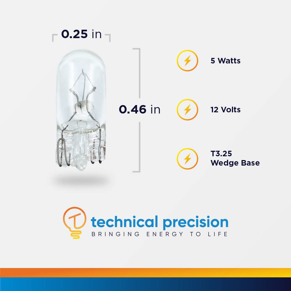 5 Watt Light Bulbs 12V Xenon Wedge Base T3.25 Replacement for Seagull Lighting 9732 Bulbs by Technical Precision - Sewing Machine Light Bulb - Under Cabinet Light Bulb - RV Cabinet Lights - 10 Pack