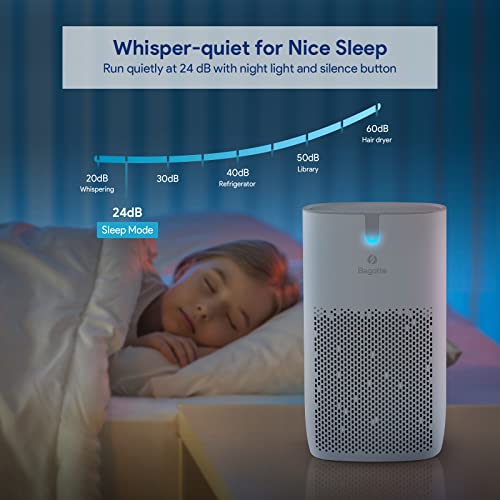Air Purifier for Home Large Room, Bagotte 4-in-1 H13 HEPA Filter Air Purifier up to 1725 ft² in 60 Min, 24dB Quiet 4 Speeds 6 watts Sleep Mode Energy Saving, Remove 99.97% Dust Smoke Odor Ozone Free