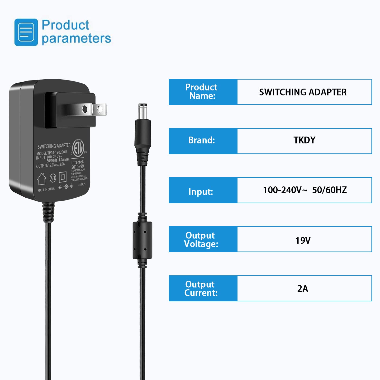 19V 2A Power Supply Charger Cord for Harman Kardon HK Onyx Studio 7 6 5 4 3 2 1 Wireless Portable Bluetooth Speaker AC DC Power Supply Adapter Cable.
