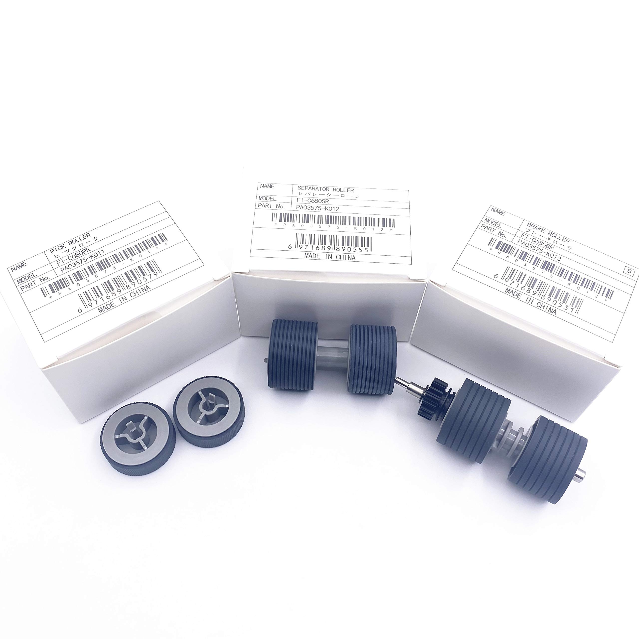 Case of 10 Pack,OKLILI PA03575-K011 PA03575-K012 PA03575-K013 Pick Roller Set Brake Roller Separator Roller Compatible with Fujitsu fi-6400 fi-6420 fi-6800 fi-7800 fi-7900
