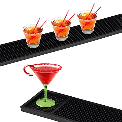 BARsics Rubber Bar Service Mat for Counter Top 24" x 3.5" (Black 3-Pack)