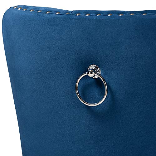 Baxton Studio Coby Modern Transitional Navy Blue Velvet Fabric Upholstered Espresso Finished 2-Piece Wood Dining Chair Set