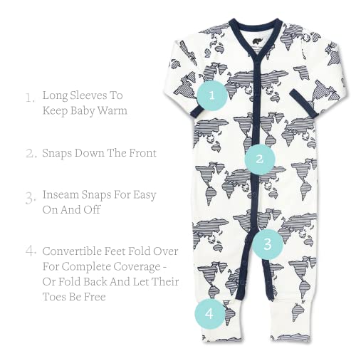 MONICA + ANDY Unisex Organic Cotton On The Go One-Piece Welcome to The World, White, 6-9 m