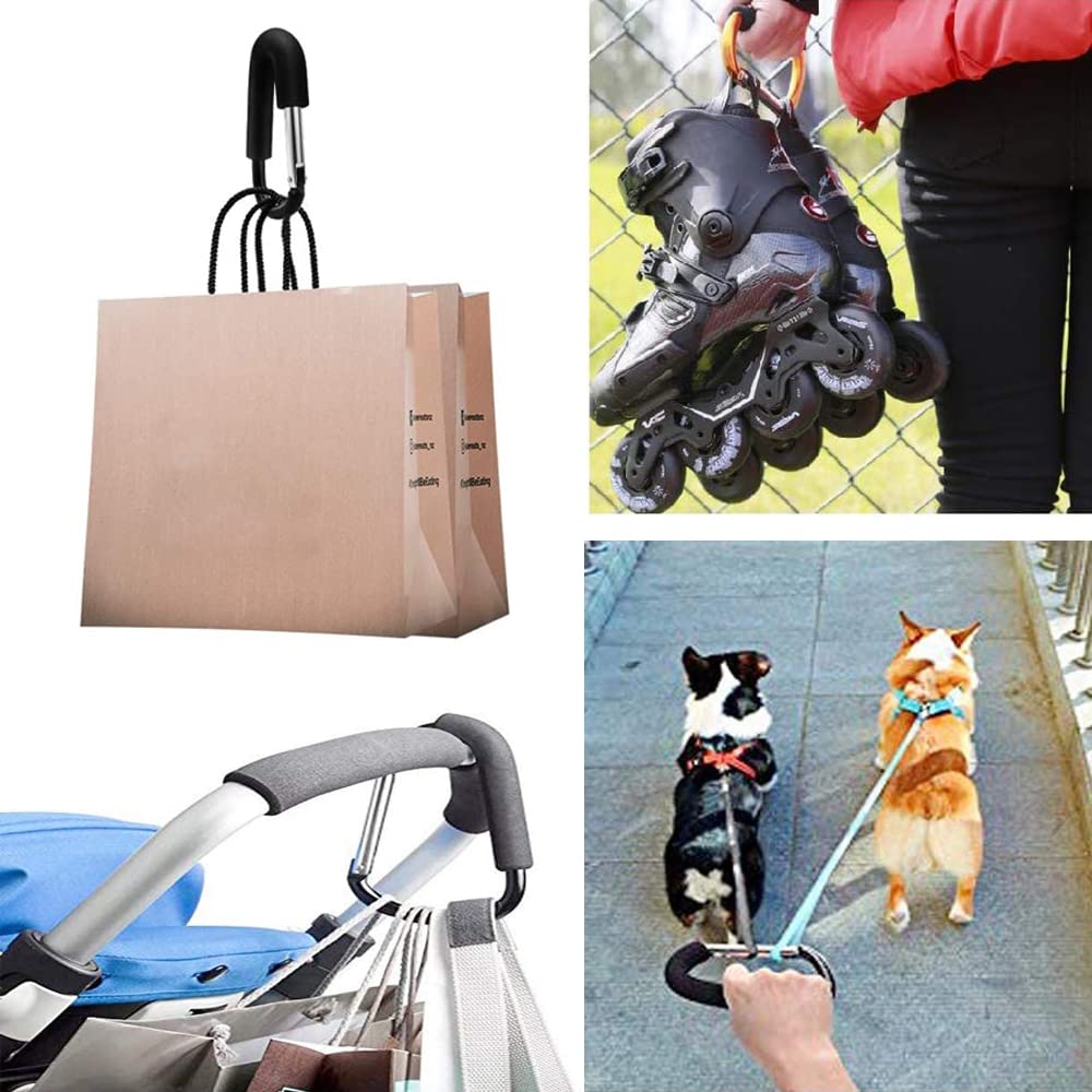 2 Pcs D Shape Large Buggy Carabiner Hook Pram Pushchair Stroller Clip for Strollers Prams Pushchairs and to Hand Carry Your Shopping Bags