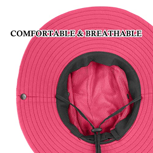 4 Pack Womens Ponytail Summer Sun Hat UV Protection Foldable Mesh Wide Brim Beach Fishing Cap (4 Pack-Purple&Watermelon Red&Sky Blue&Grey)