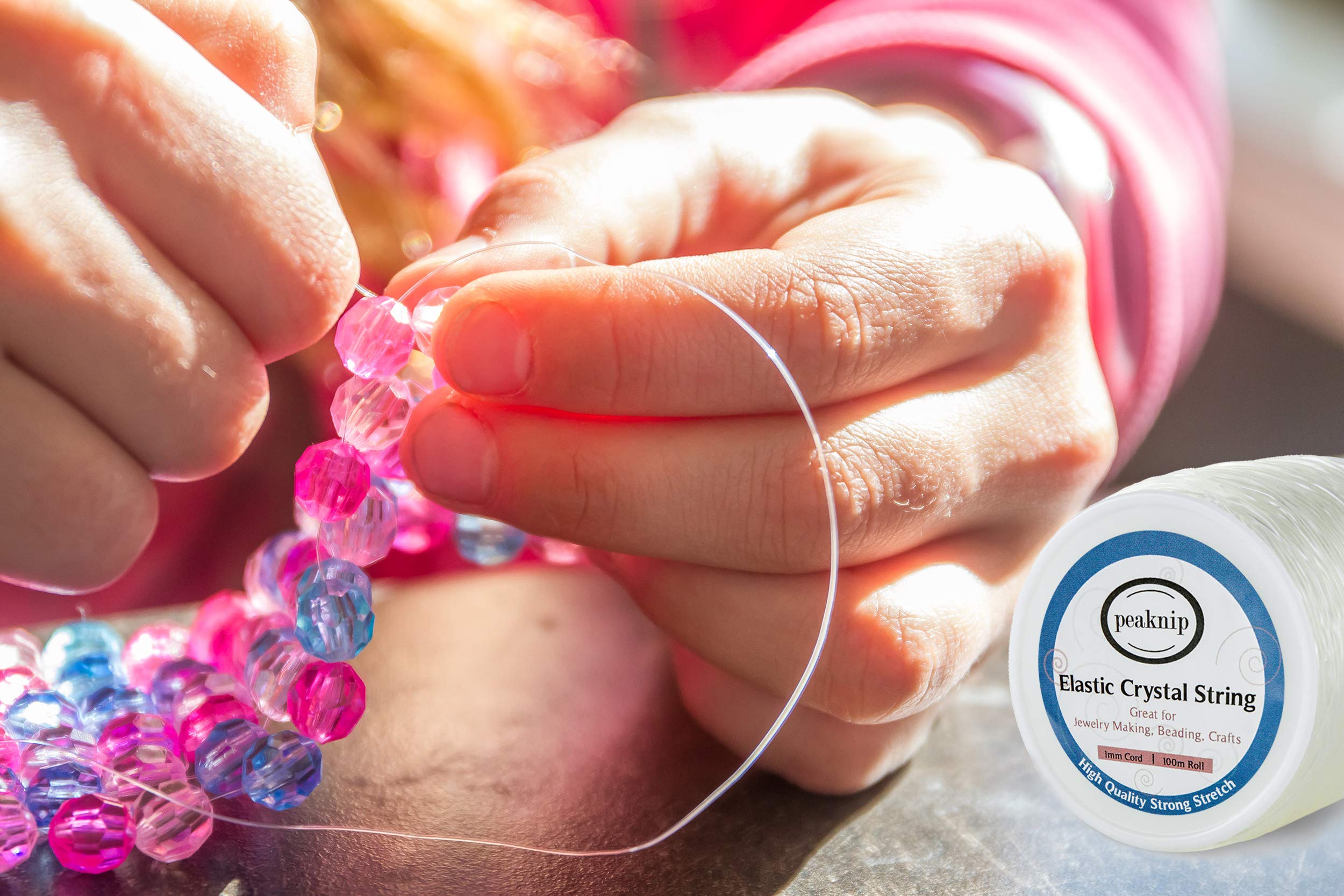 1mm Elastic Bracelet String - Elastic Cord for Necklace, Bracelet Beading and Jewelry Making - Strong and Stretchy (Clear)