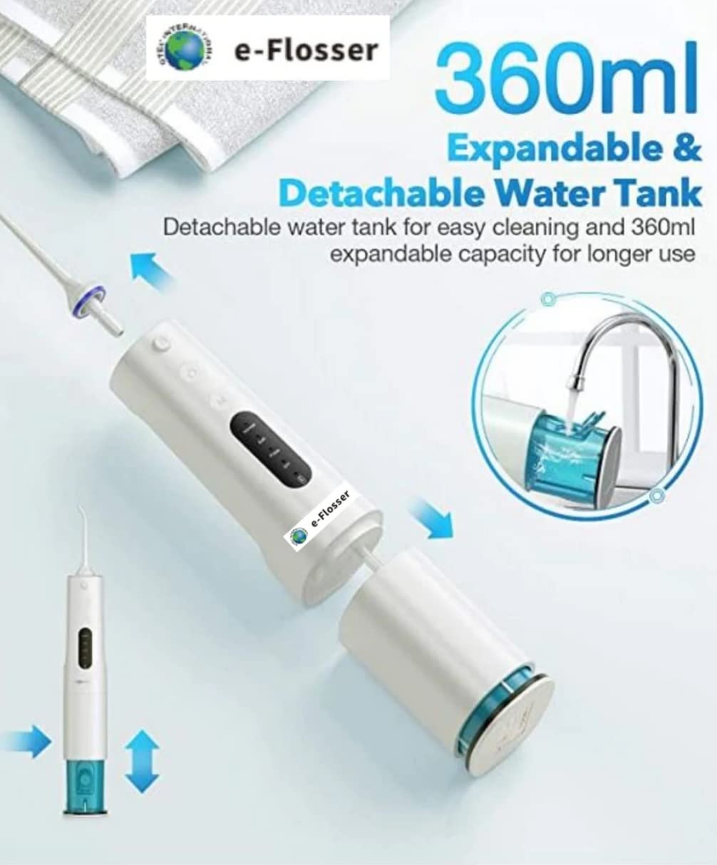 e-THealth Oral Care Kit Professional Cordless Oral e-Flosser 360 ml Large Detachable Water Tank and e-TBrush 920 Sonic Electric Tooth Brush with 15 Different Modes