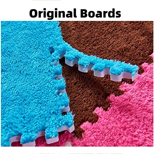 16 Pcs Soft Plush Interlocking Foam Play Mat,Colorful Puzzle Play Mat,Squares Foam Floor Mats,EVA Foam Interlocking Tiles for Gym,Playroom(Color:Brown+Grey)