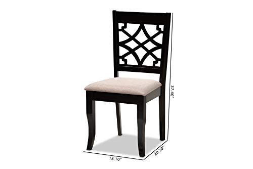 Baxton Studio Mael Dining Chair and Dining Chair Sand Fabric Upholstered and Espresso Brown Finished Wood 2-Piece Dining Chair Set