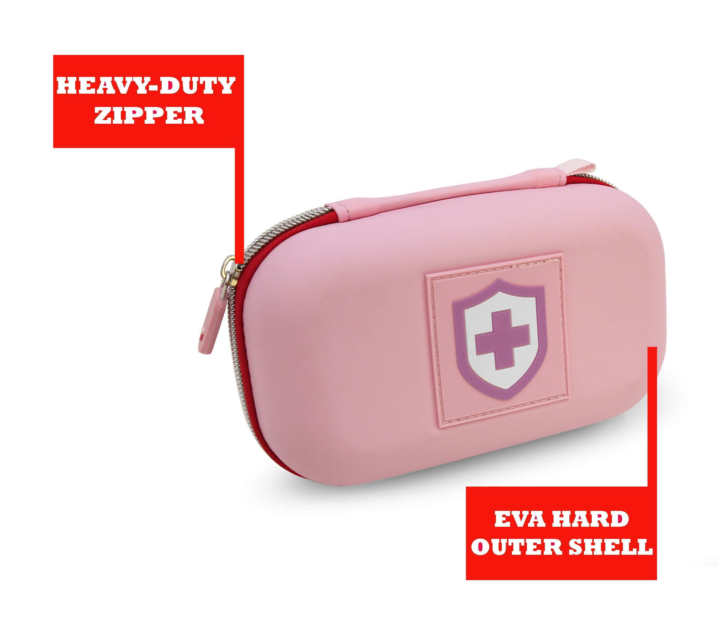 CASEMATIX Pink Compact Insulated Asthma Inhaler Travel Bag Case Compatible with Chamber Inhaler Spacer, Masks and More - Does Not Fit Spacers Longer Than 6.25 inches, Includes CASE ONLY