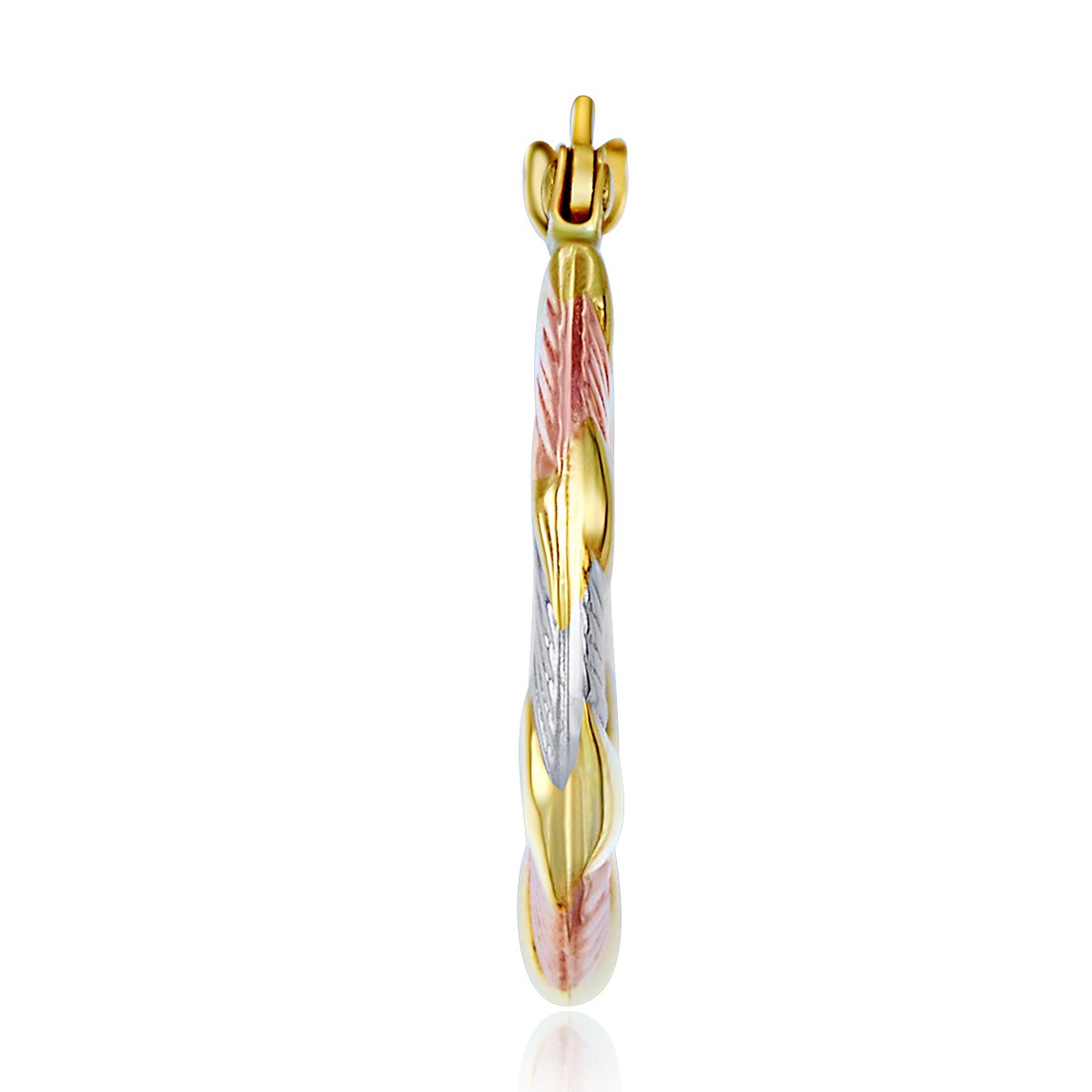 14k REAL Tri Color Gold Swirl Fancy Hoop Earrings (17 x 17mm)