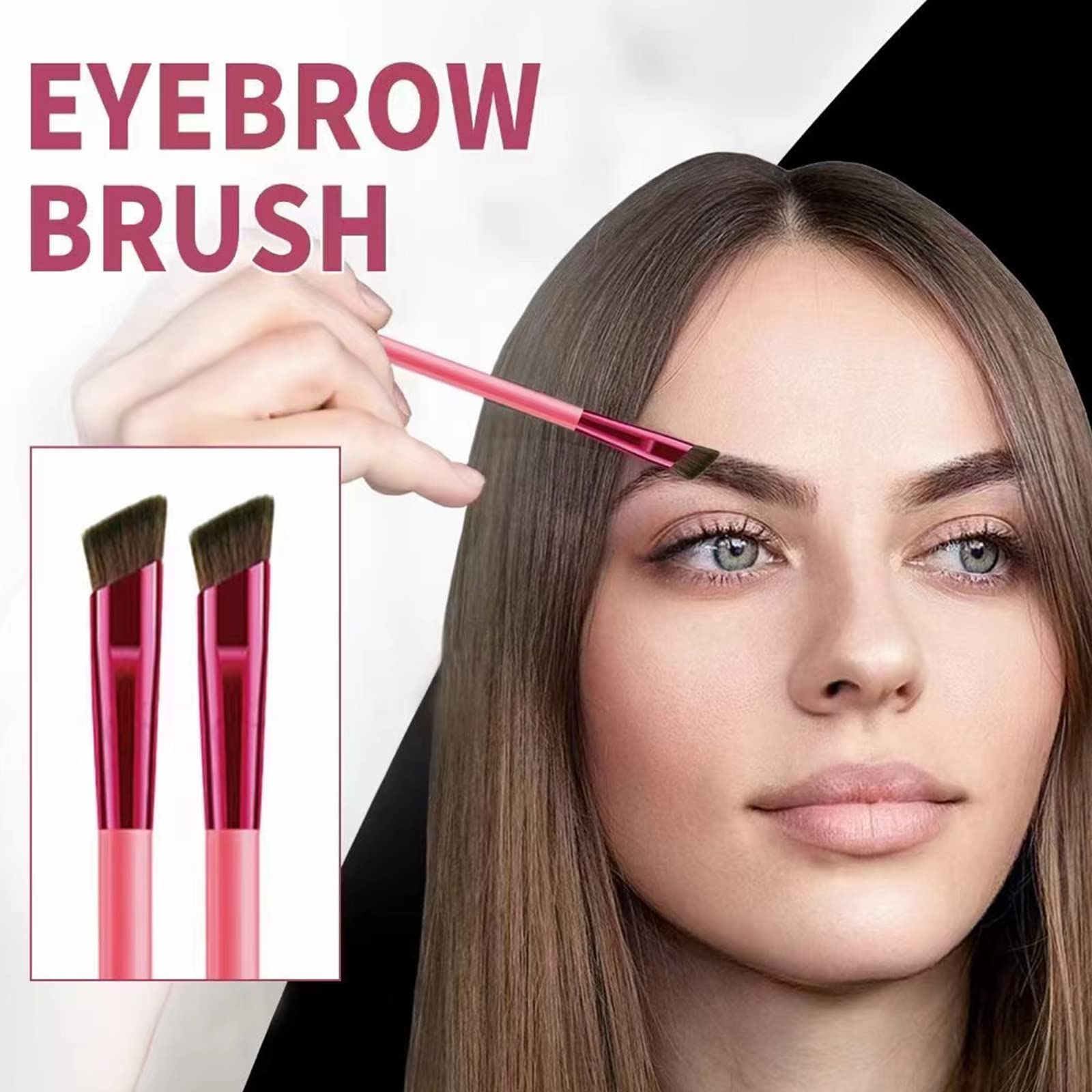 2 Pcs Eyebrow Brush Professional Eyebrow Brush Multi Function Eyebrow Brush 4D Hair Stroke Brow Stamp Brush Three-dimensional Concealer Makeup Brush Angled Eyebrow Hairline Brush