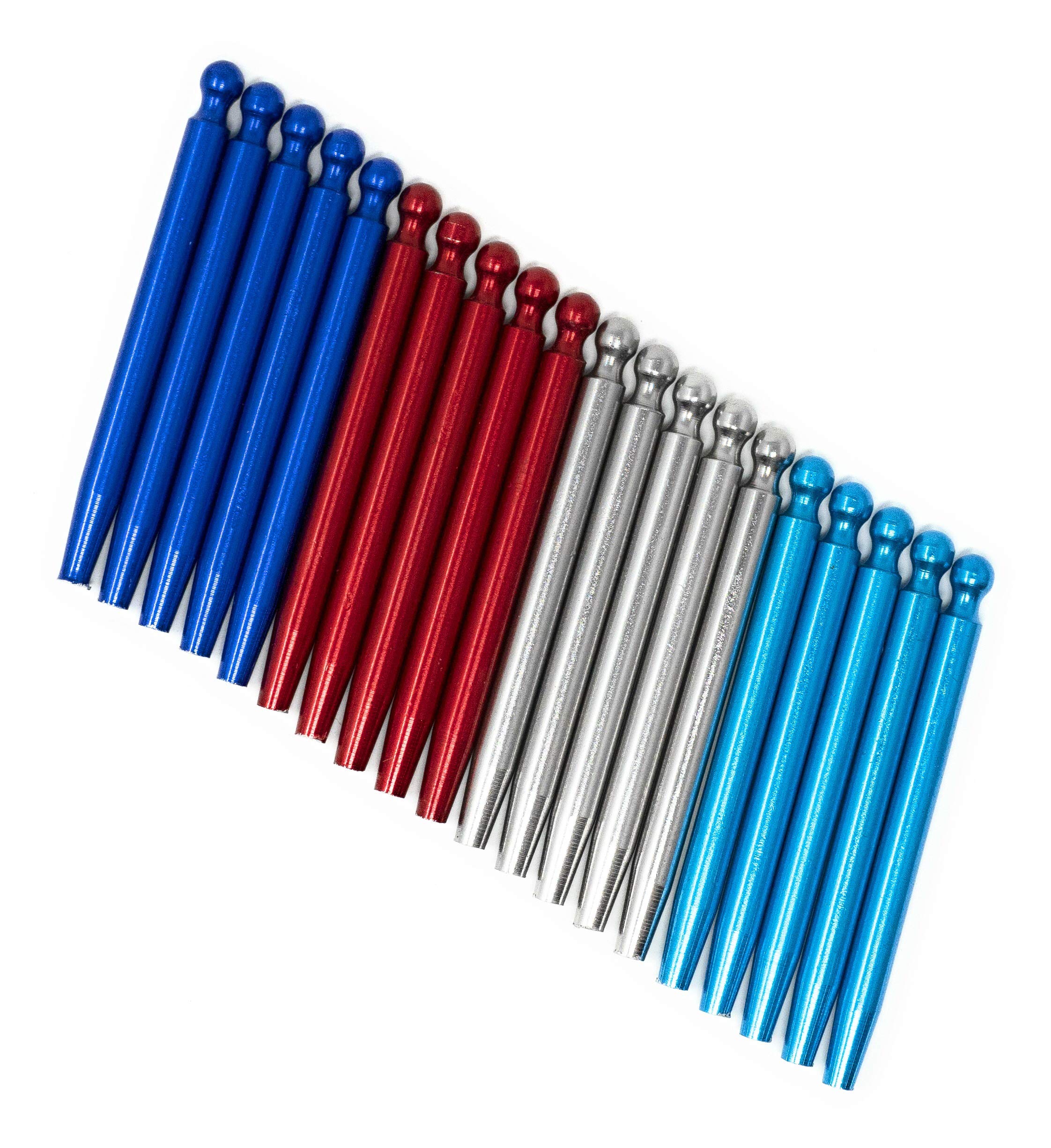 AirstreamIT Aluminum Cribbage Board Pegs - 5 Red, 5 Blue, 5 Silver, and 5 Turquoise - Standard 1/8 Inch Holes