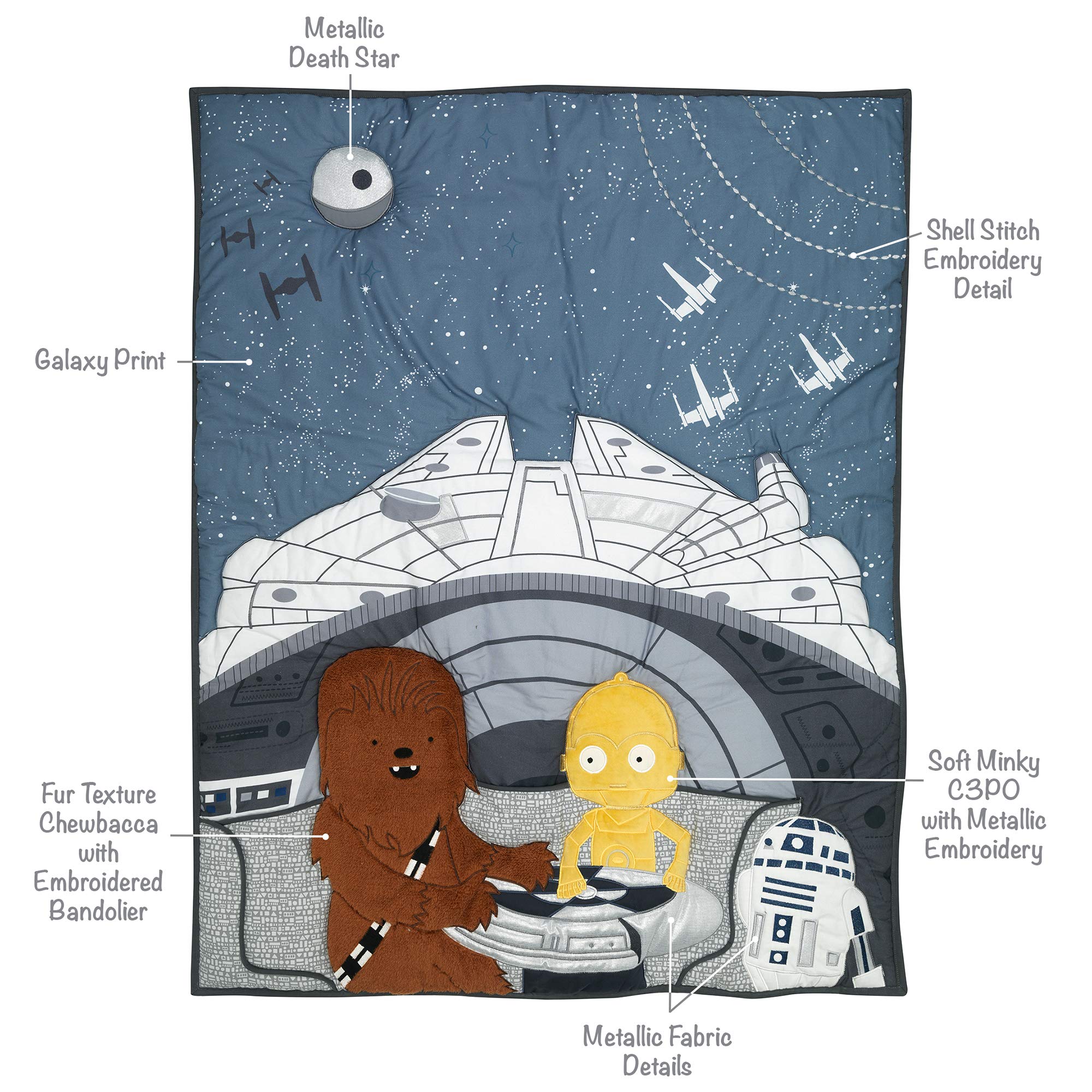 Lambs & Ivy Star Wars Signature Millennium Falcon 4-Piece Baby Crib Bedding Set